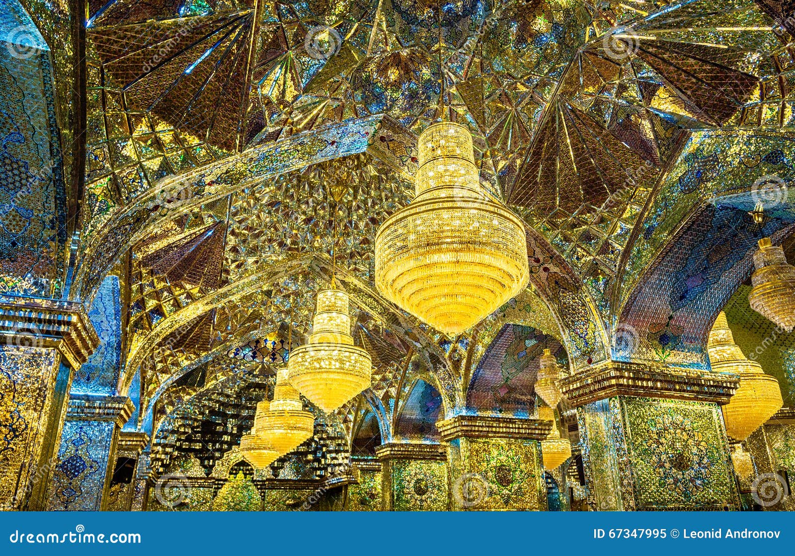 Interior of Shah Cheragh Mosque in Shiraz - Iran Stock Image - Image of ...