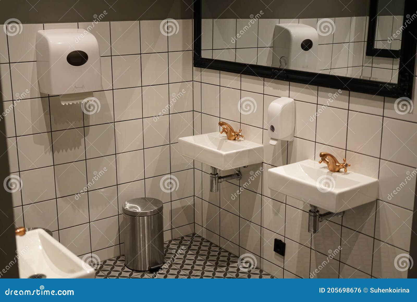 The Interior of the Shared Bathroom in Light Colors in the Scandinavian ...