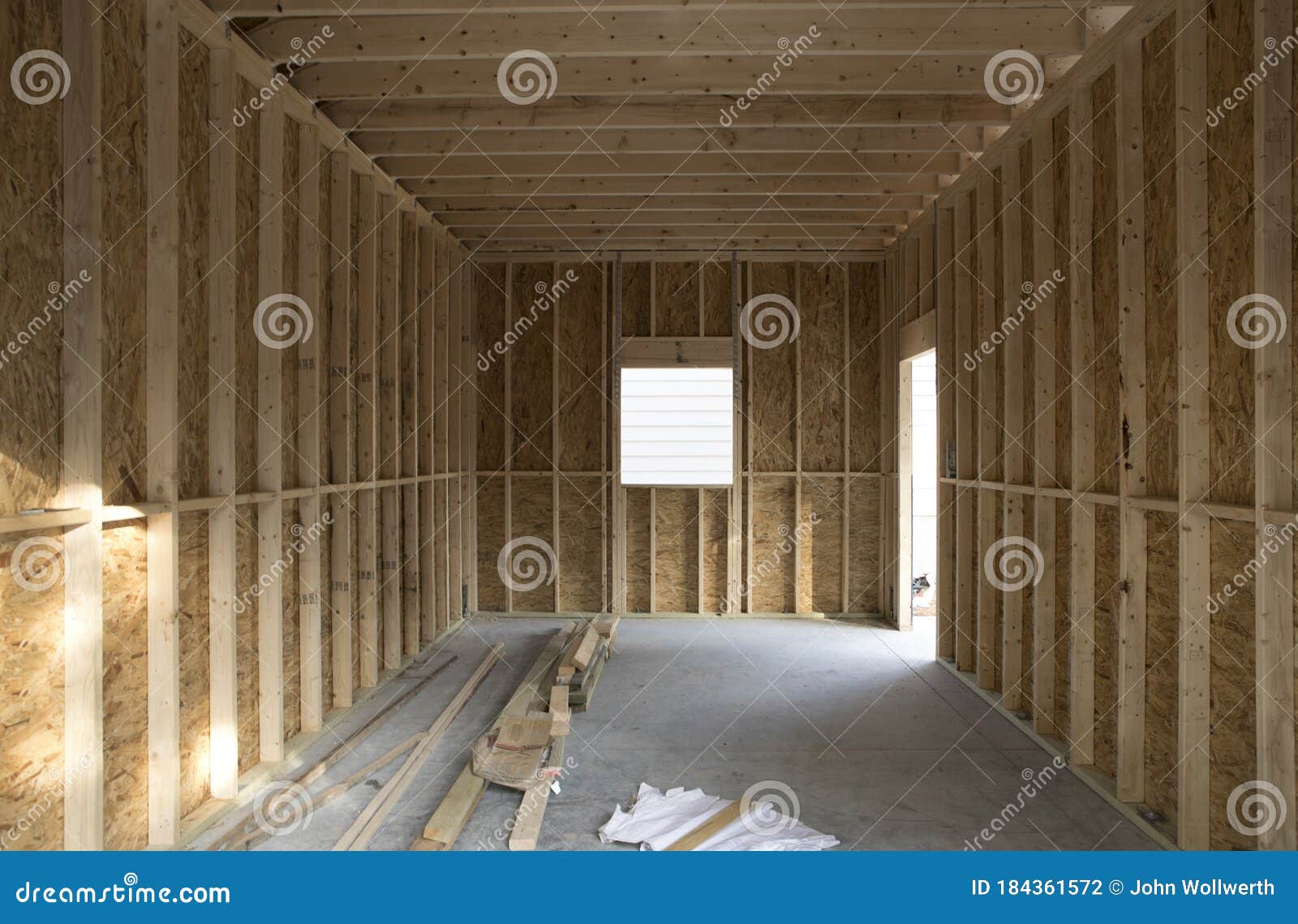 Interior Shot of Construction Project To Build New Garage or Room Stock ...