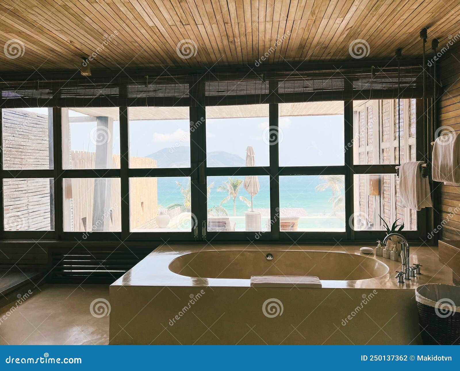 Interior Shot of Contemporary Bathroom in Sunlight Stock Photo - Image ...