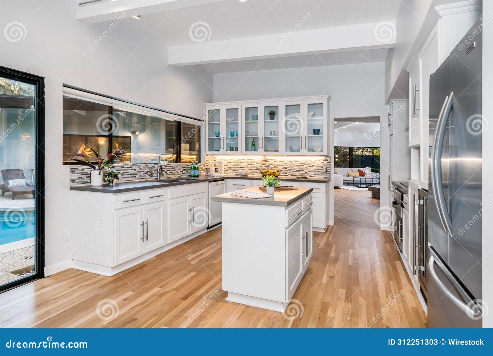 Interior Shot of a Kitchen of a Luxury Home Stock Image - Image of ...