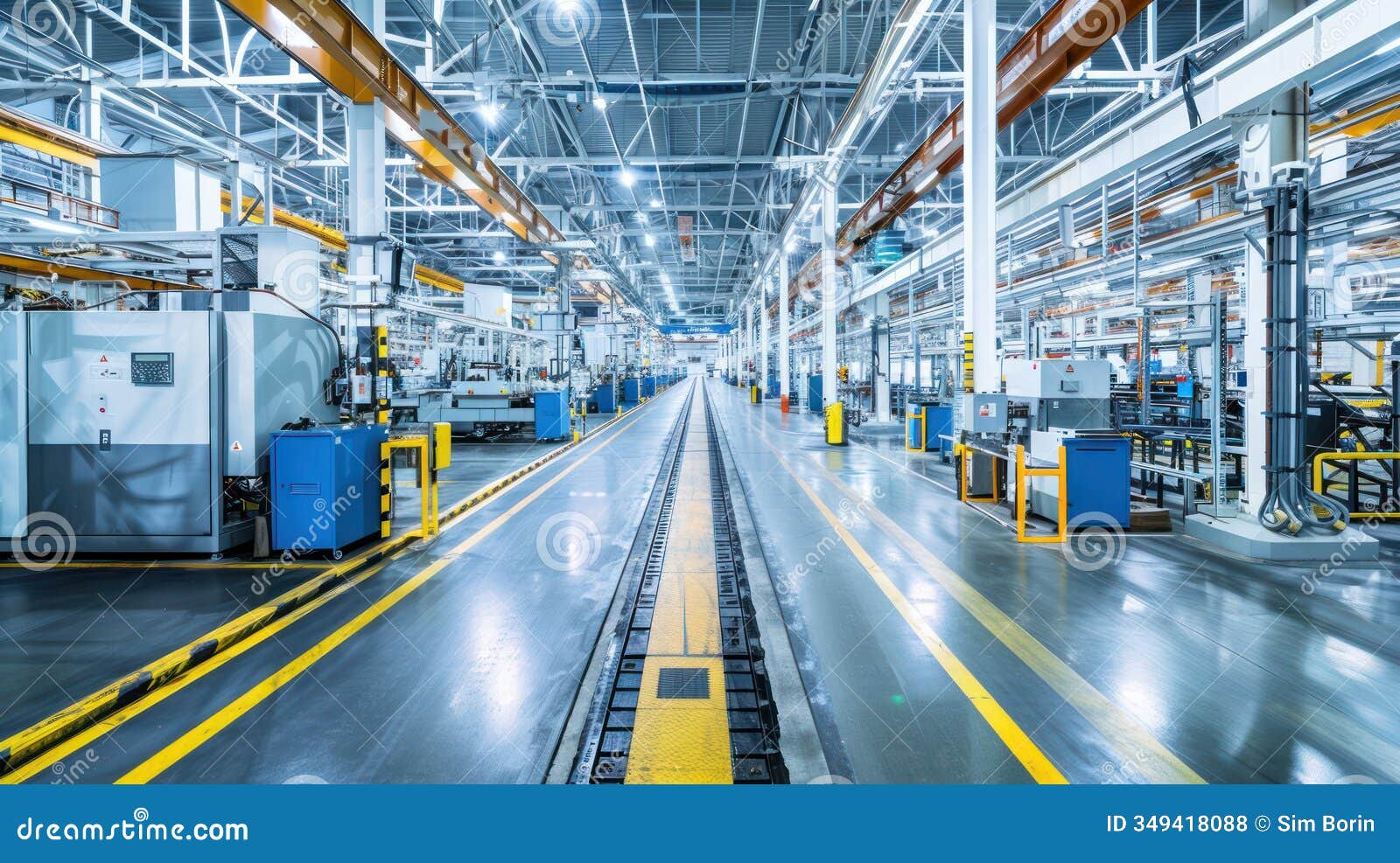 Interior Shot of a Large Manufacturing Facility with Multiple ...