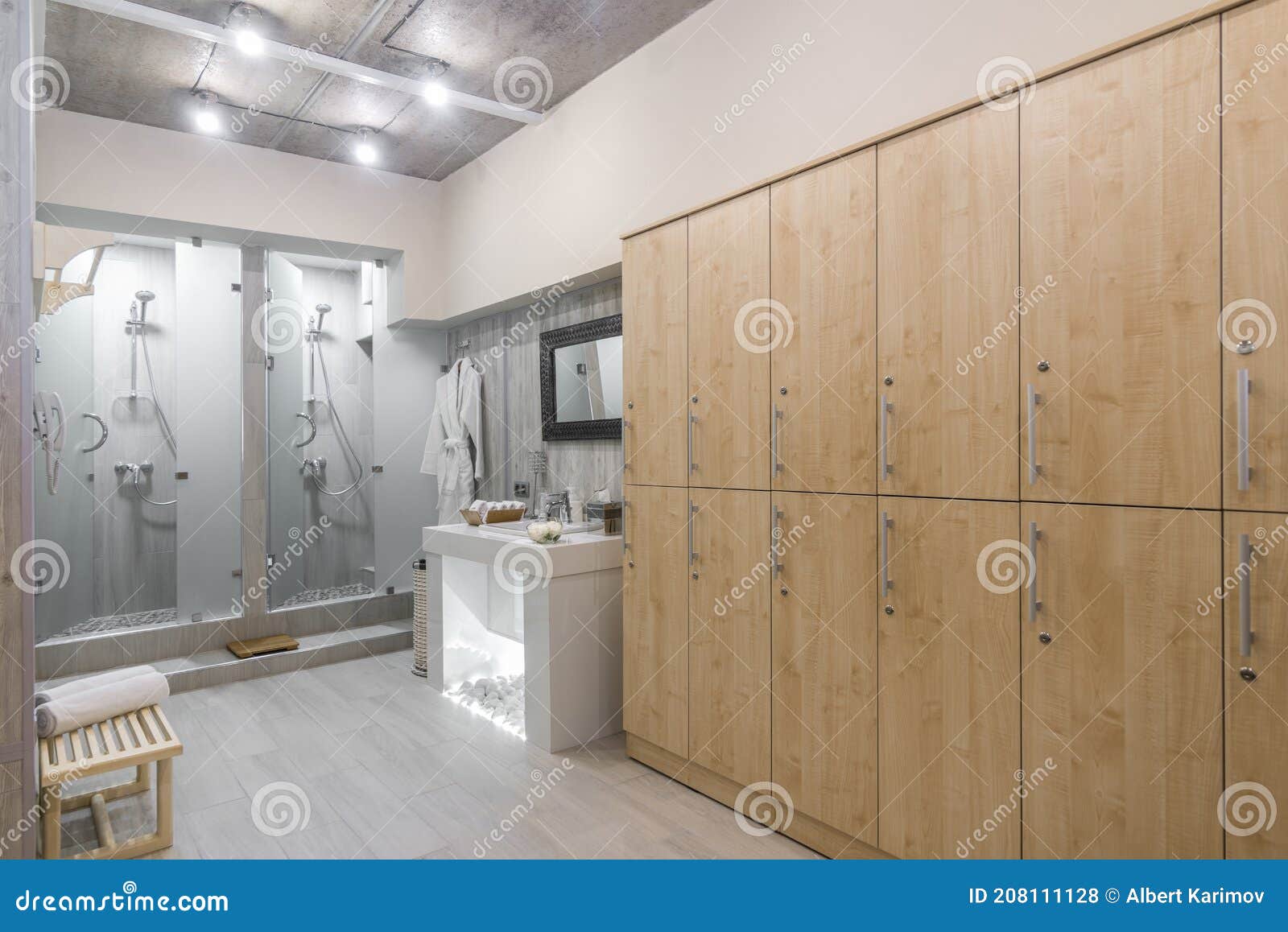 Interior of the Shower Room Stock Photo - Image of mirror, clean: 208111128