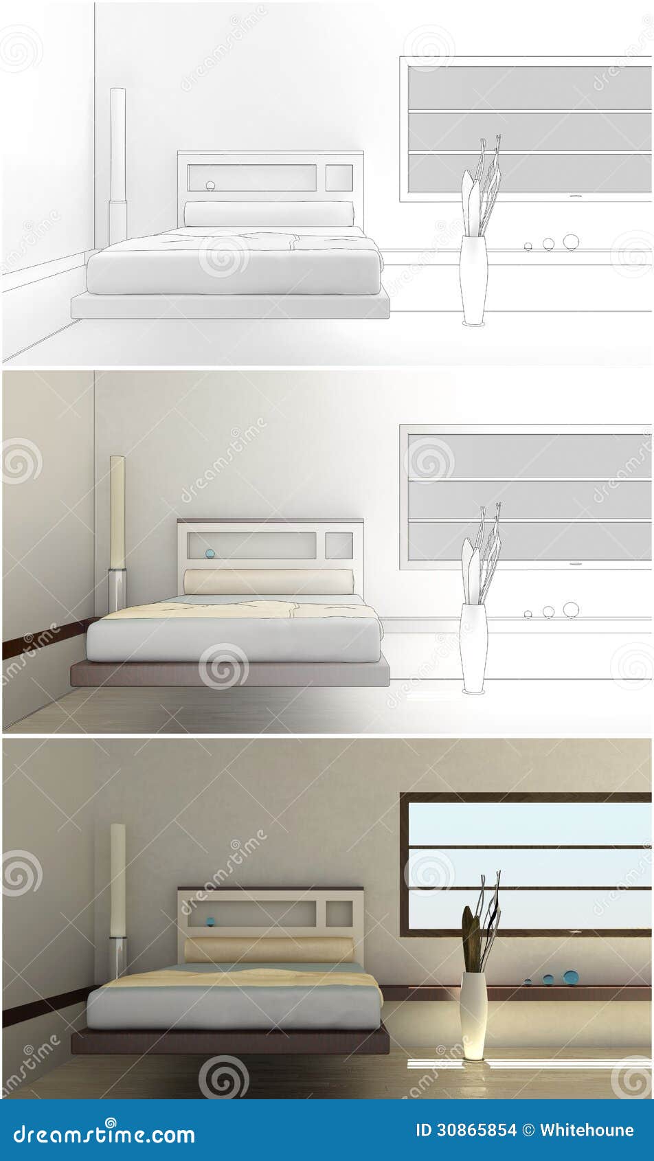 Interior from Sketch To Shadows Stock Illustration - Illustration of ...