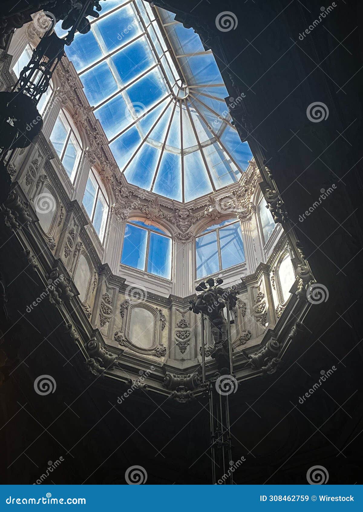 Interior Skylight in a Building with Columns and Sculpture Stock Image ...
