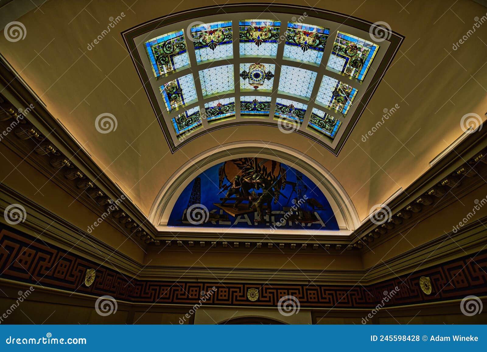 Interior Skylight of the Oklahoma State Capitol with an Arched Mural ...