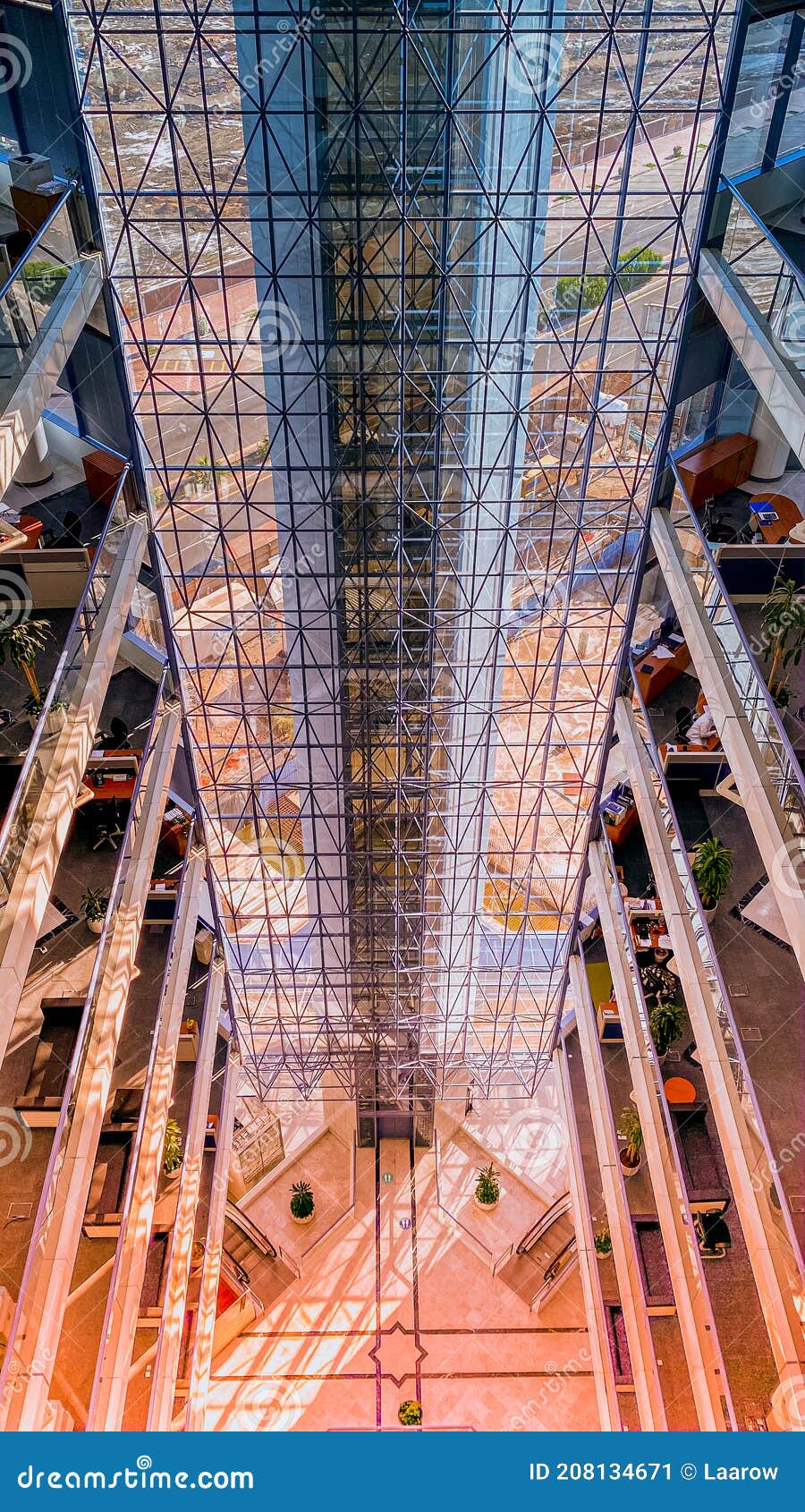 Interior of a Skyscrapper Building, Sun Rays Inside the Building Stock ...