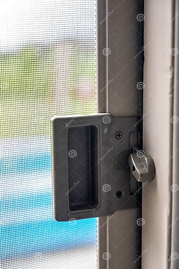 Interior Sliding Screen Door Hardware and Flip Latch Stock Photo ...