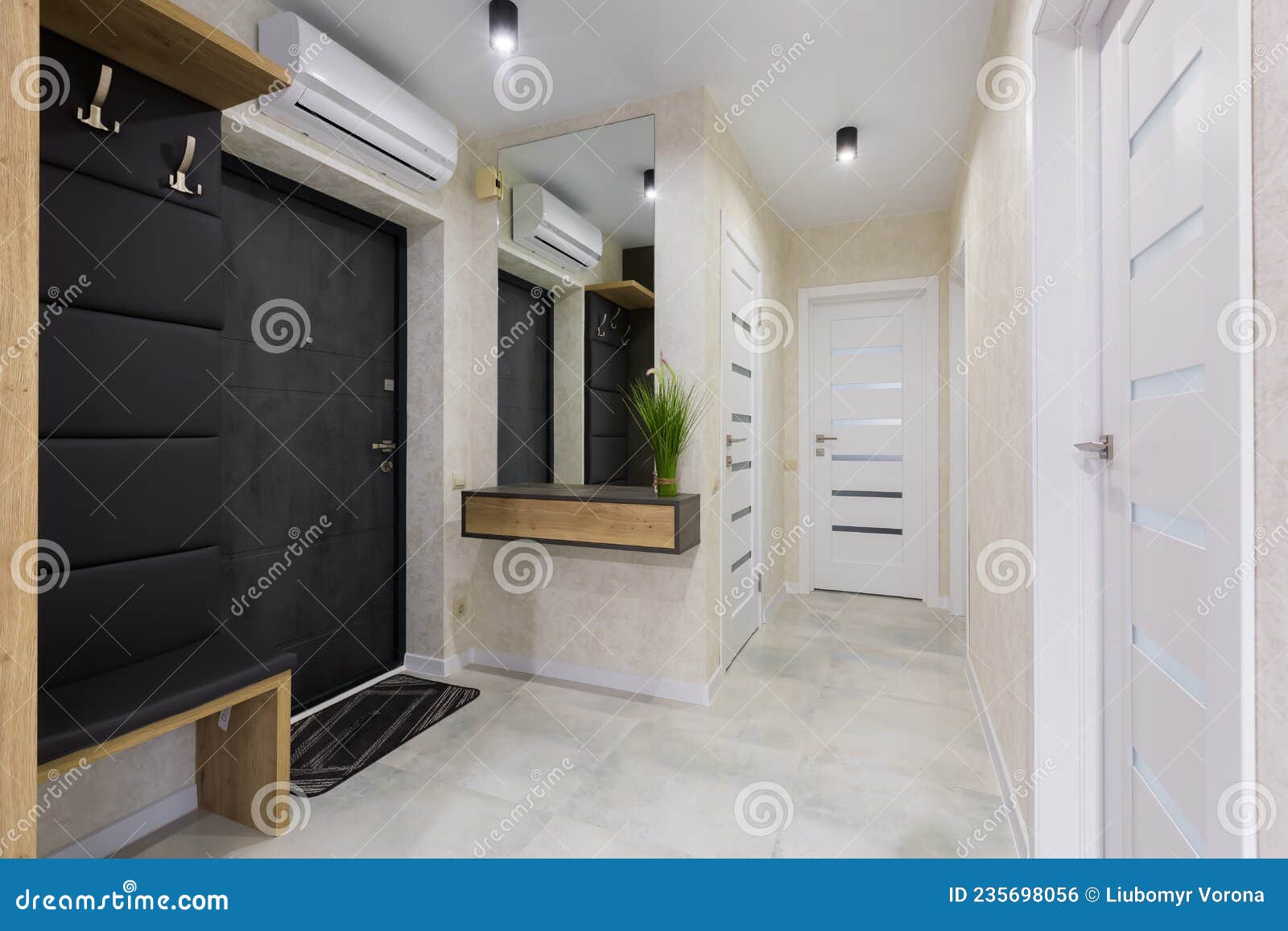 Interior of a Small Apartment, Corridor Front Door Stock Photo - Image ...