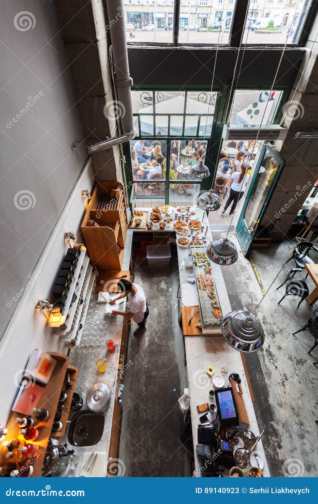 Interior of a Small Cafe with Breakfasts in Loft-style Editorial Stock ...