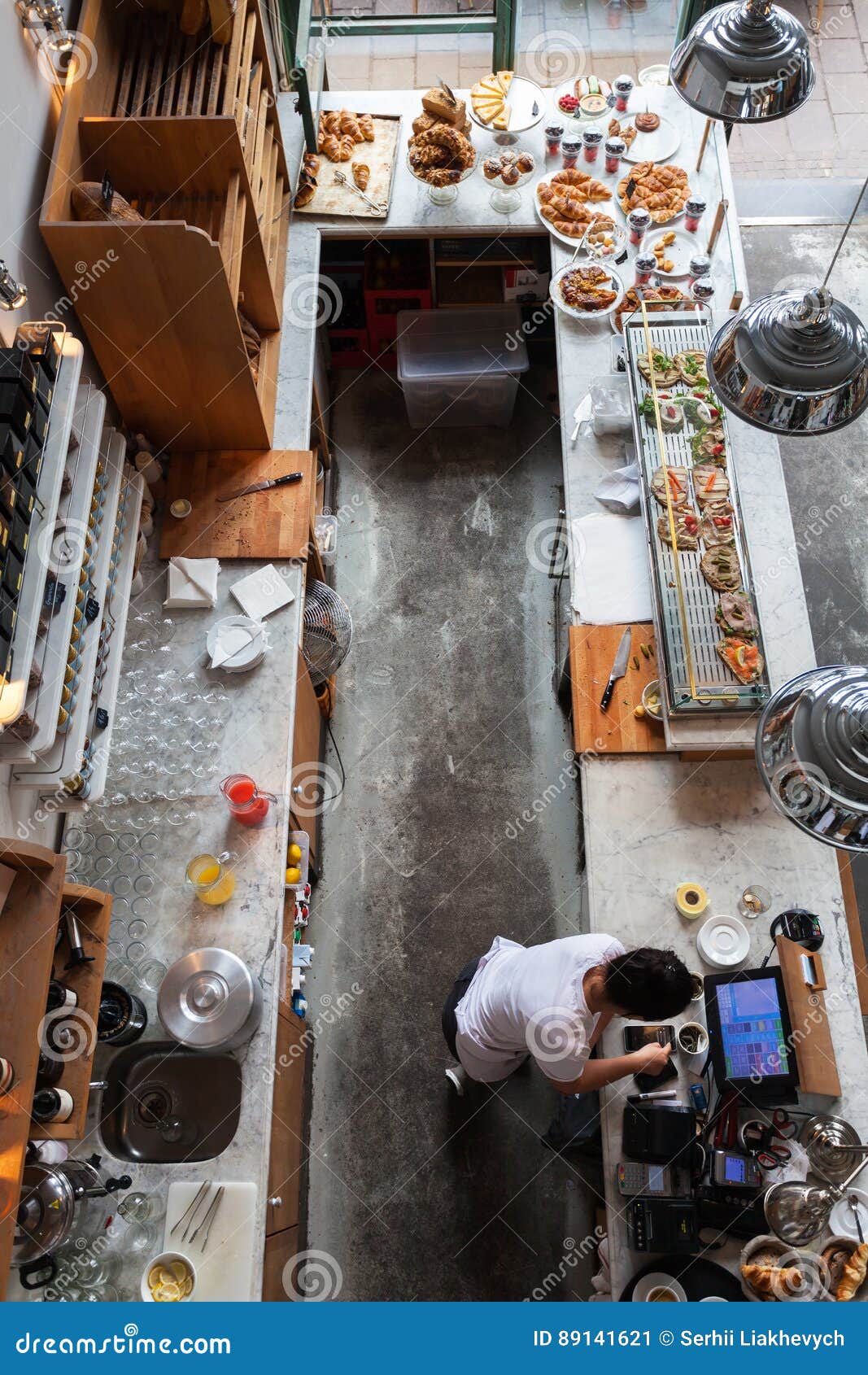 Interior of a Small Cafe with Breakfasts in Loft-style Editorial Photo ...