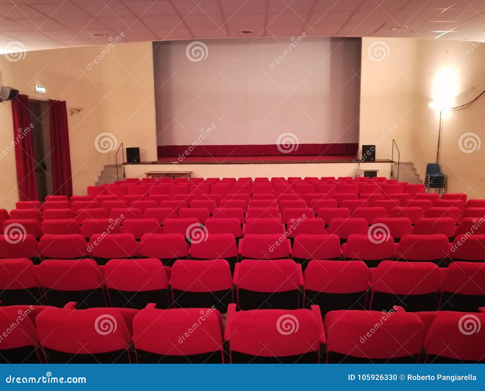 Interior of a small cinema stock photo. Image of empty - 105926330