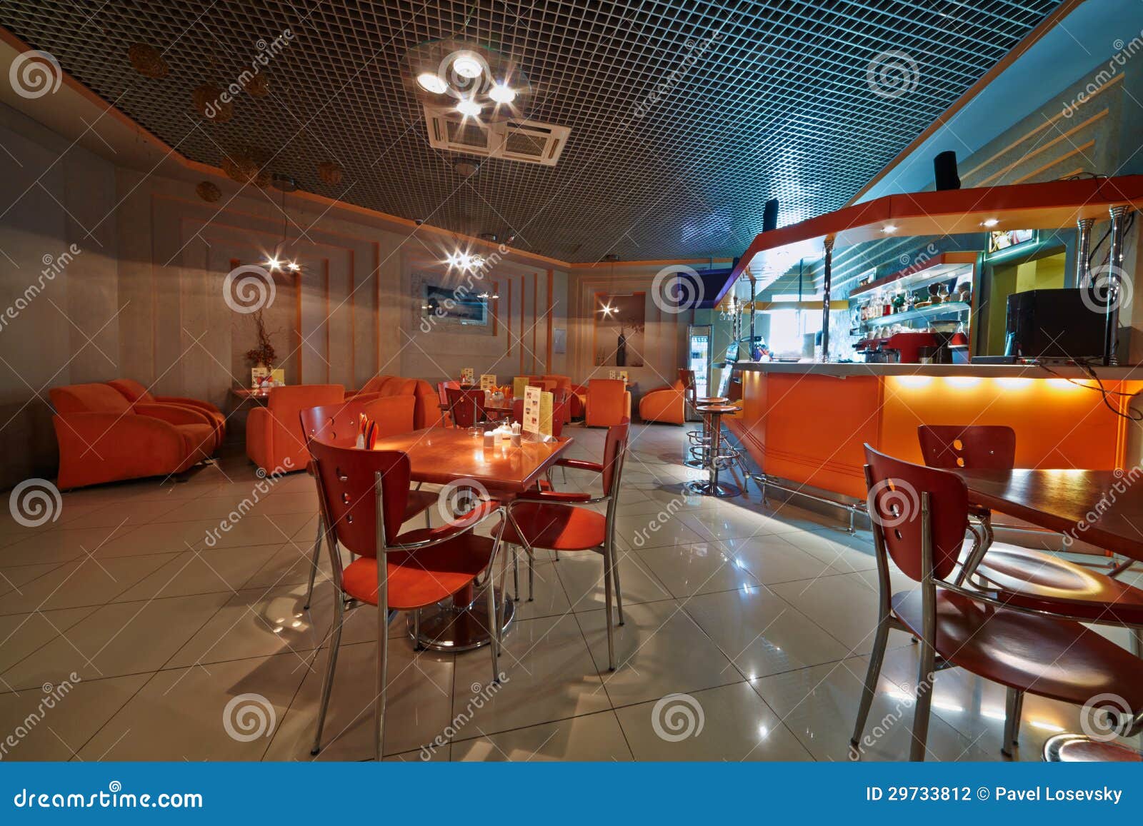 Interior of empty cafe-bar stock photo. Image of light - 29733812