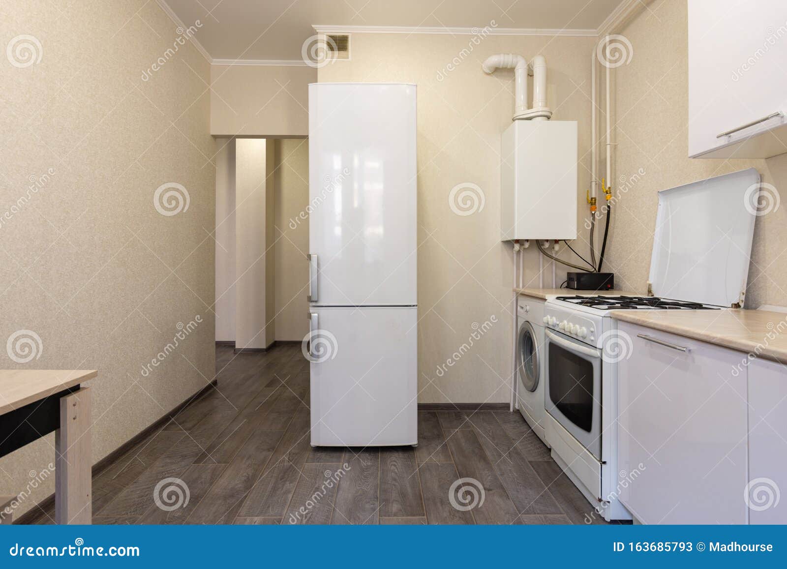 Interior of a Small Kitchen with a Gas Boiler Stock Image - Image of ...