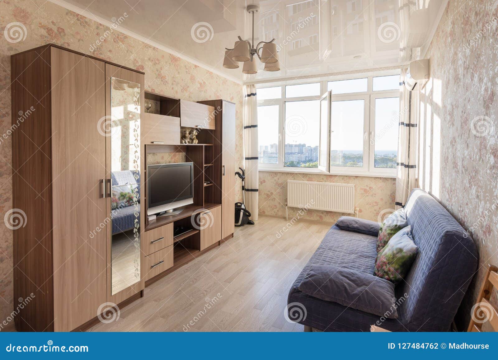 Interior of Small Studio Living Room Stock Photo - Image of hotel ...