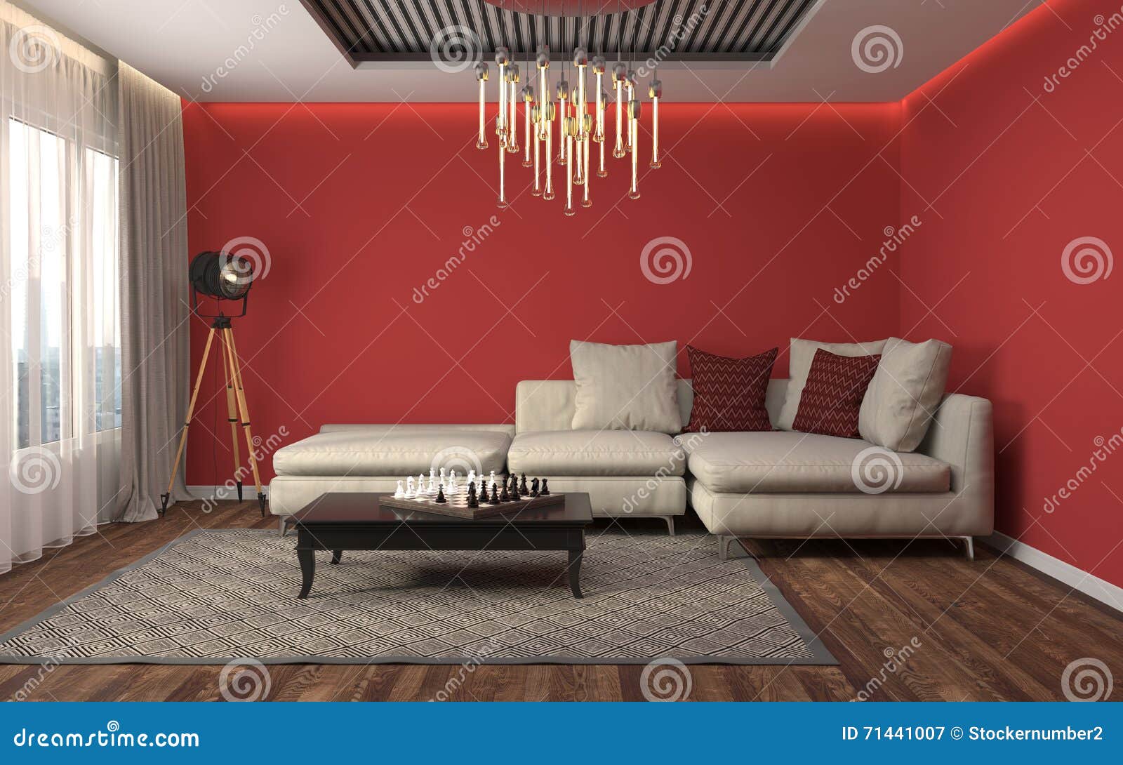 Interior with Sofa. 3d Illustration Stock Illustration - Illustration ...