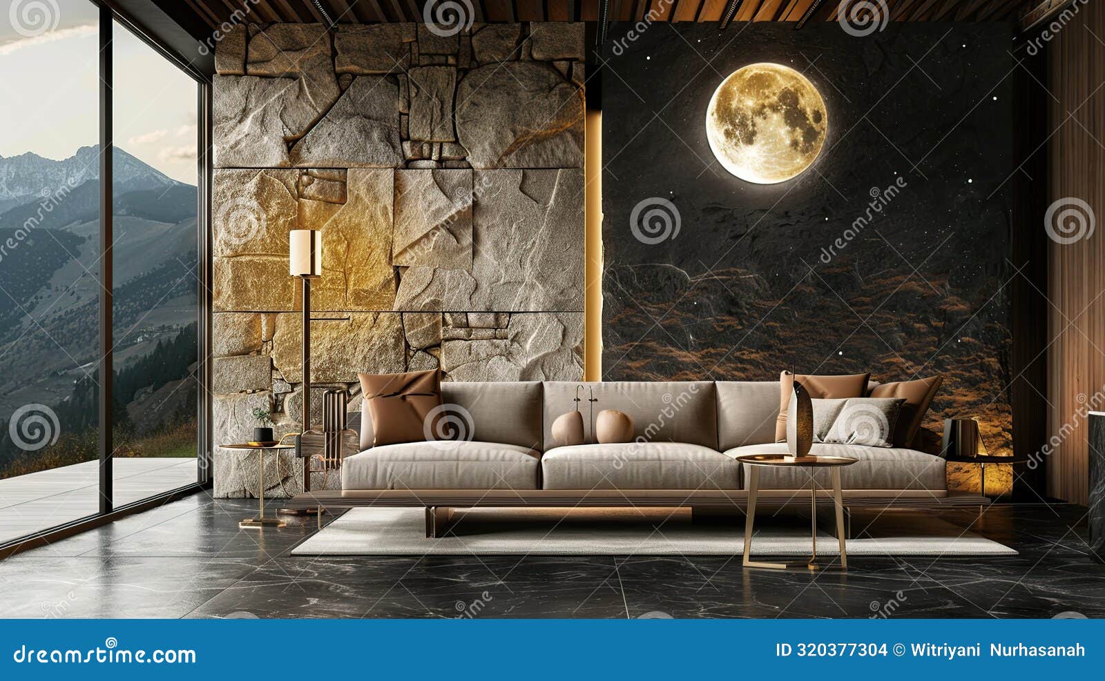 The Interior Of The Moon With A Crust, Mantle And Core. Stock ...