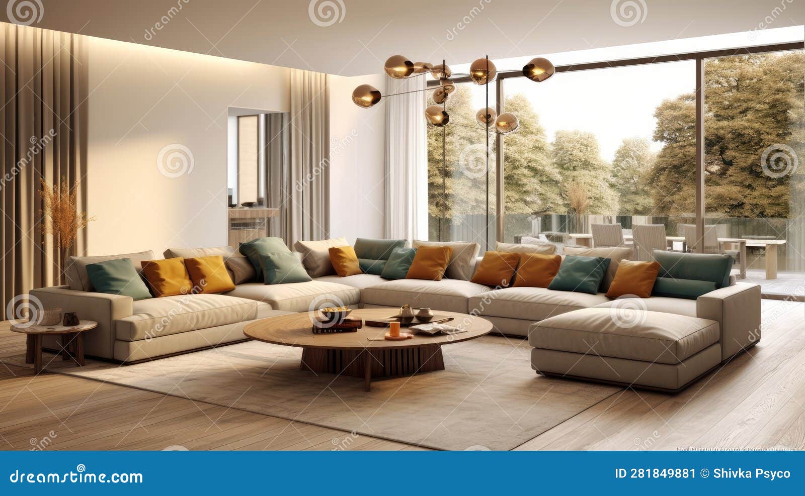 Interior of a Sophisticated Open Space Room Stock Illustration ...