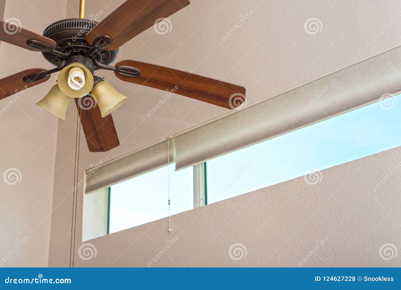 Interior Space with Fan and Window Stock Photo - Image of window, room ...