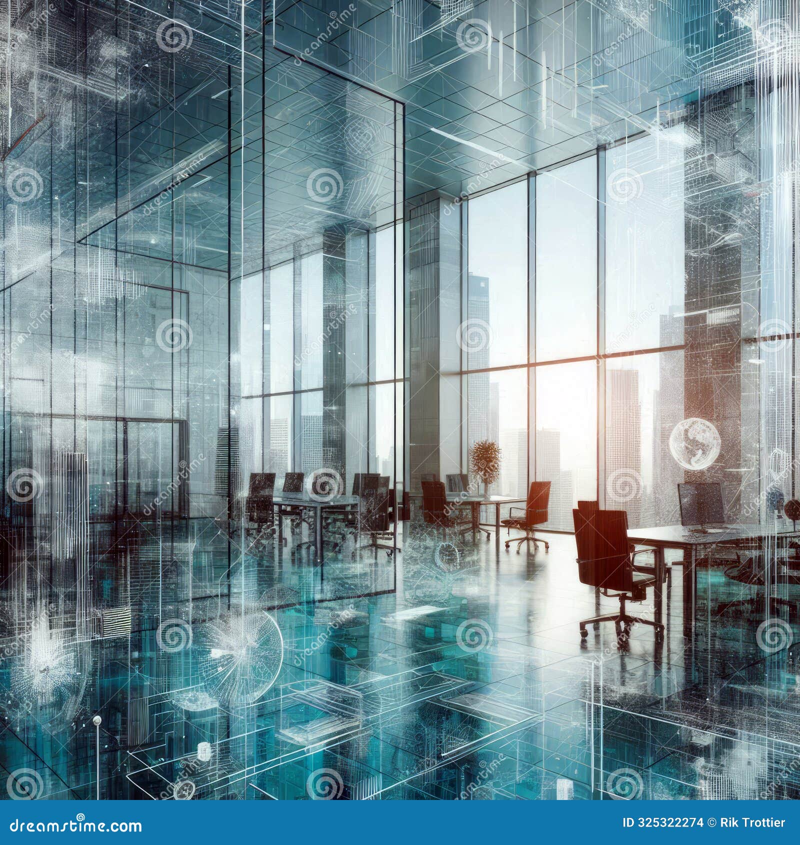 Abstract Modern Office Space Stock Illustration - Illustration of ...