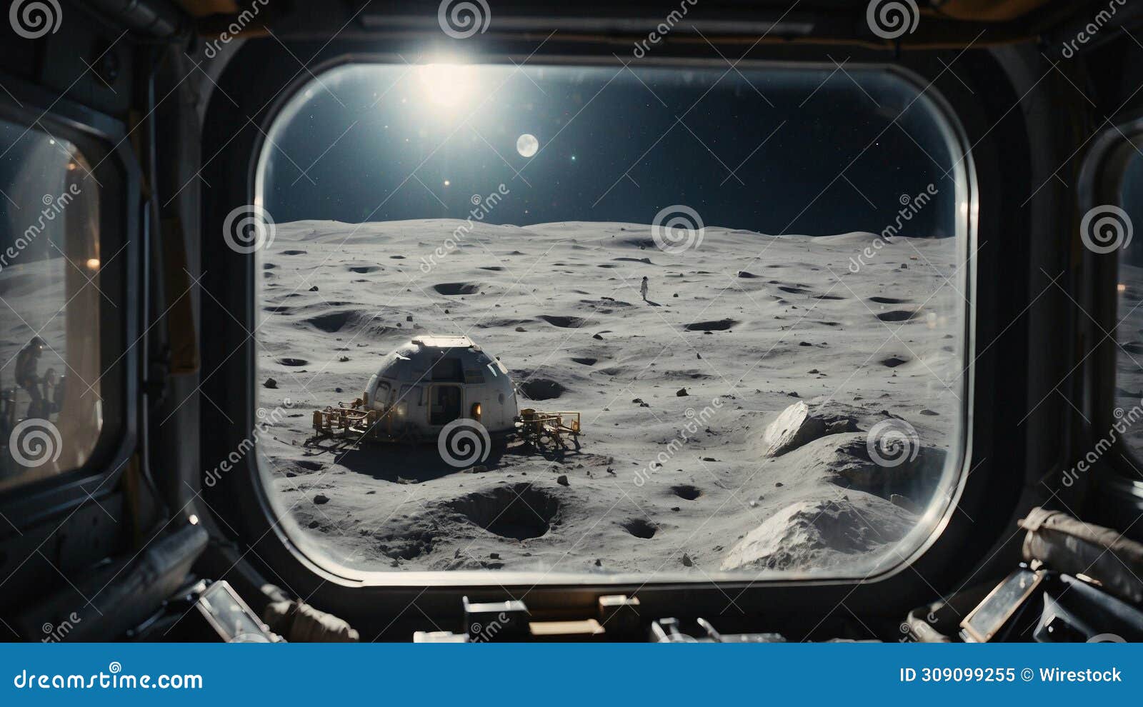 The Interior of the Space Shuttle with the Moon S Surface Visible ...