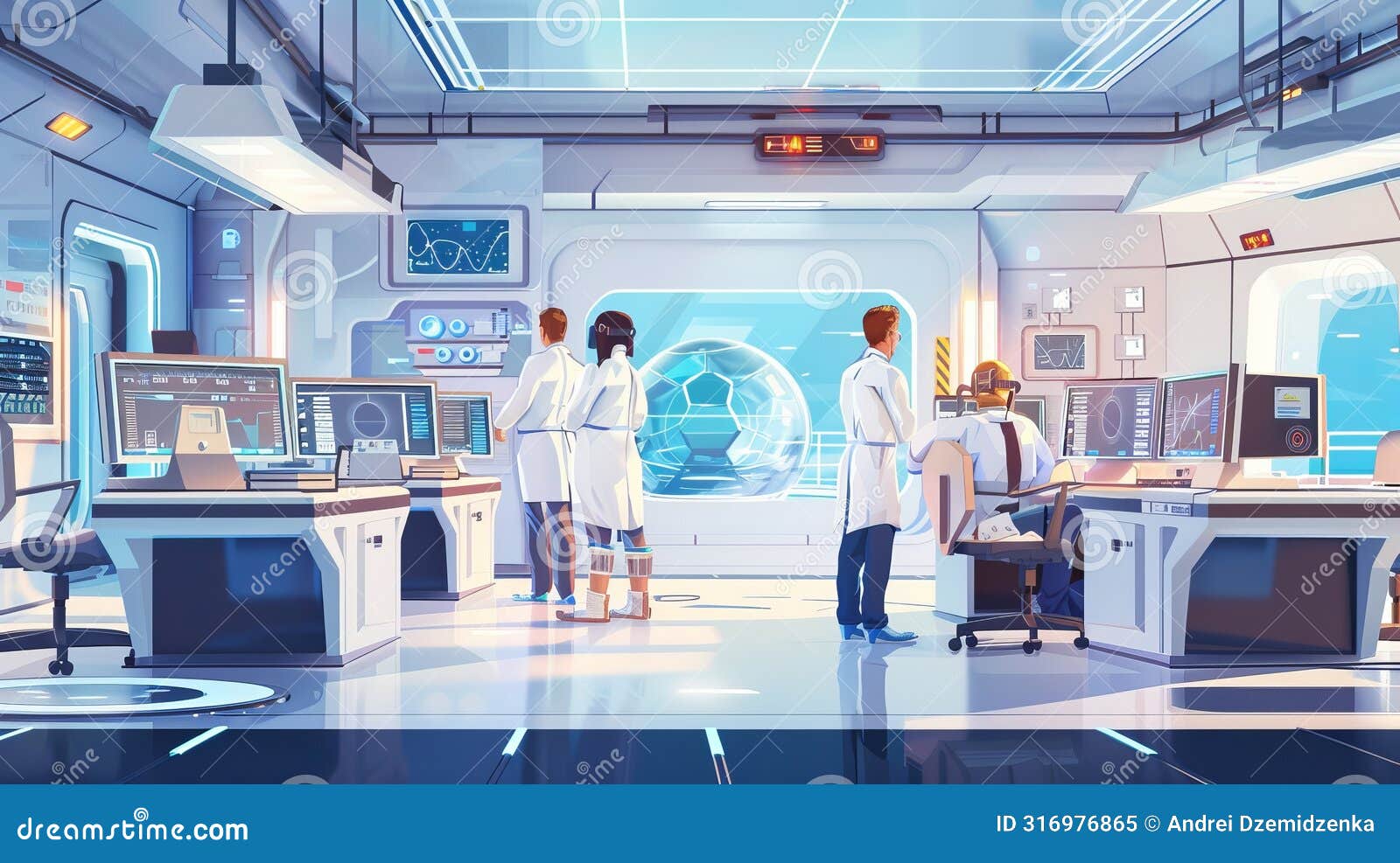 An Interior of a Spacecraft with a Large Window Overlooking Outer Space ...