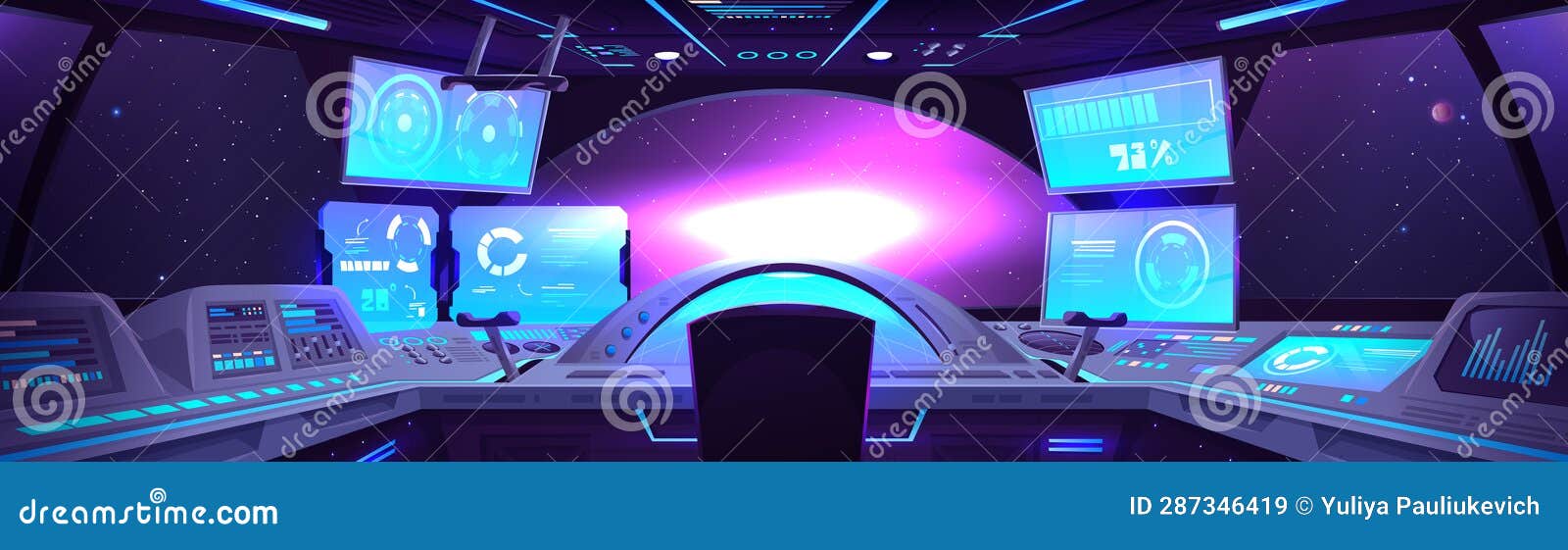 Interior of Spaceship Control Cabin with Panels Stock Image - Image of ...