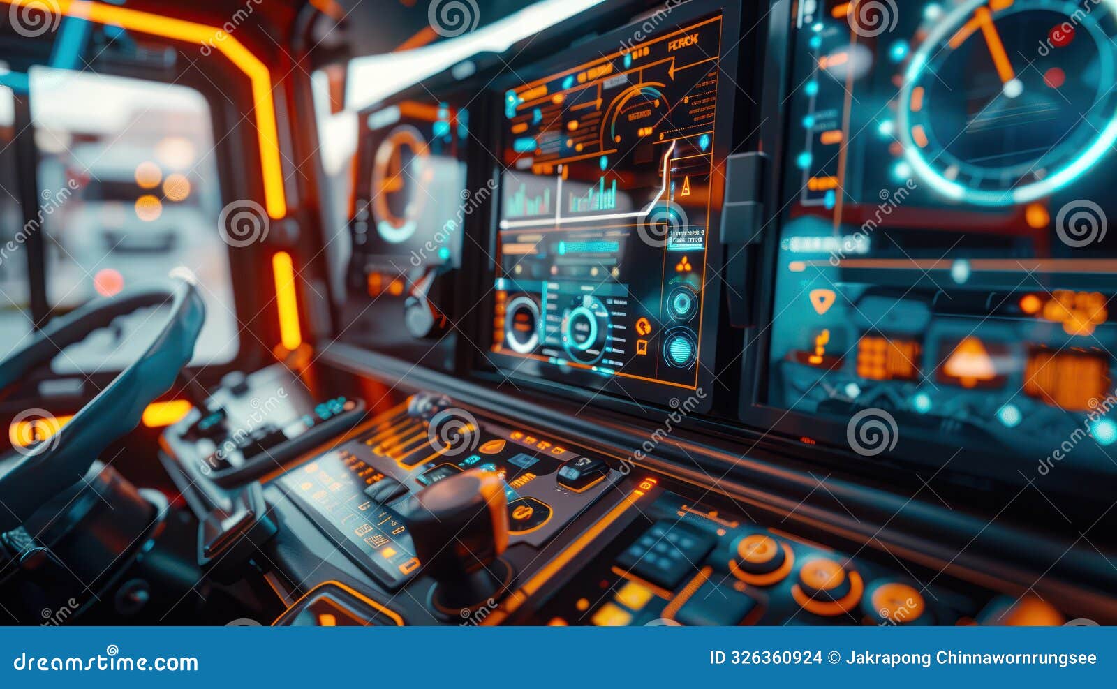 The Interior of a Spaceship, with a Control Panel Full of Buttons ...