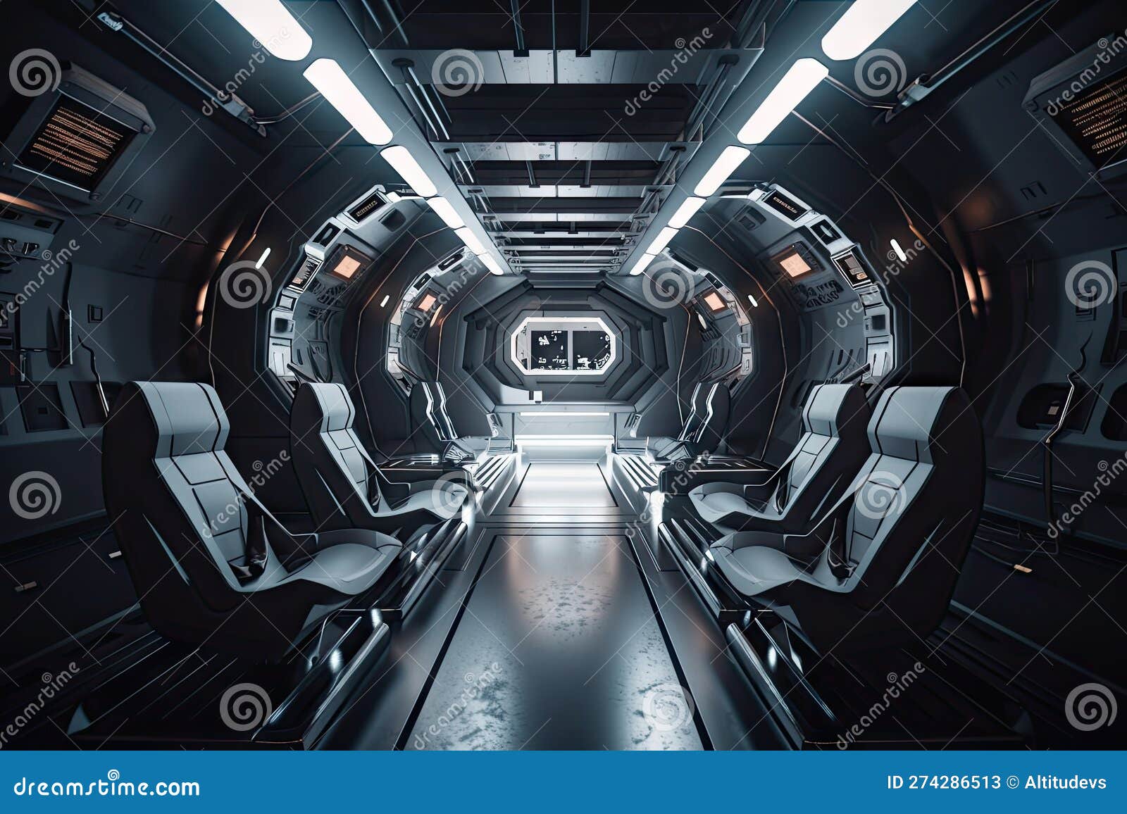 The Interior of a Spaceship, with Sleek and Futuristic Design of the ...