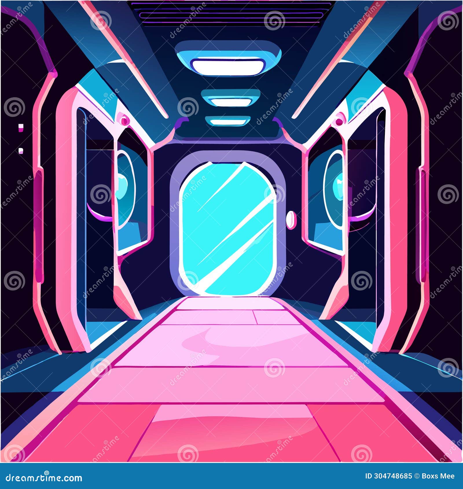 Interior of Spaceship. Vector Illustration in Flat Cartoon Style ...