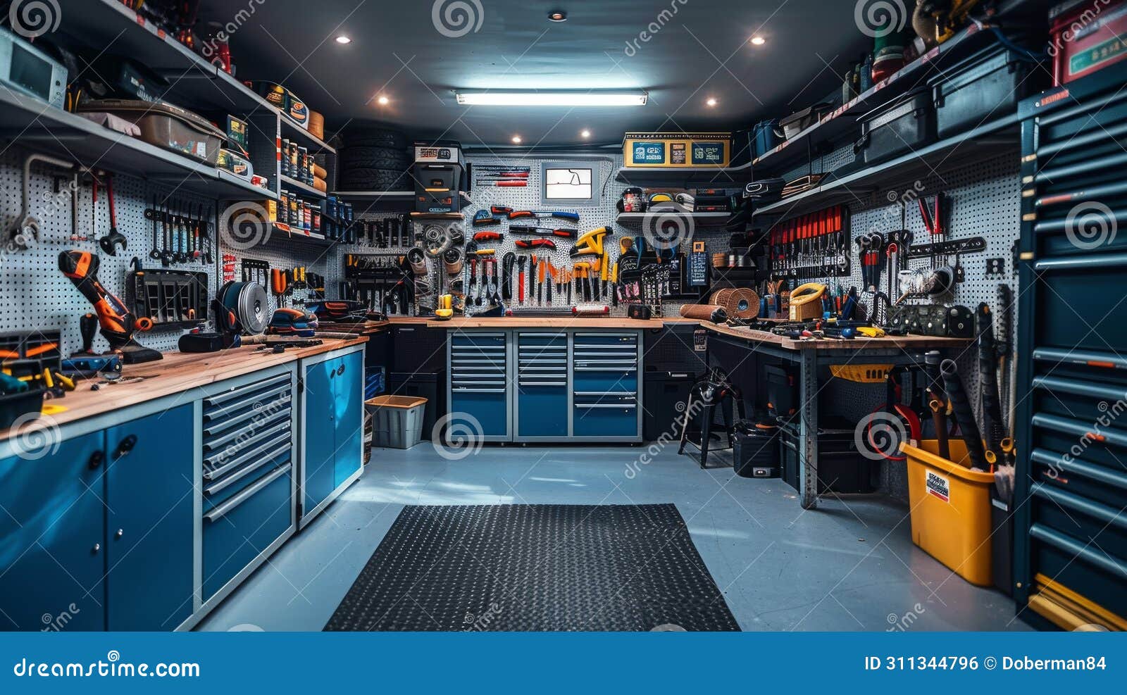 Interior of Spacious, Bright and Clean Garage Workshop for DIY Works ...