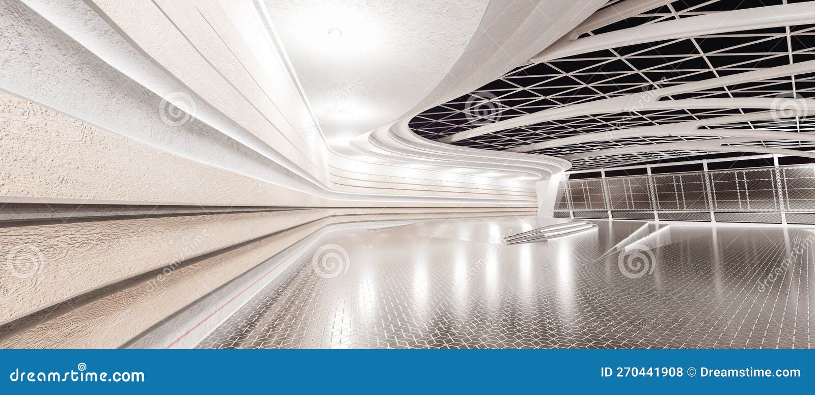 Interior of a Spacious Futuristic Exhibition Hall 3d Render Stock ...