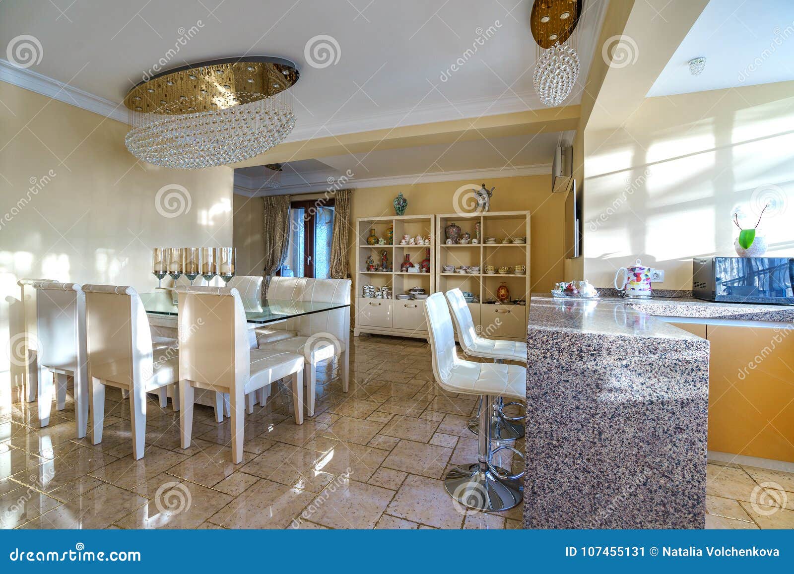 Interior of a Kitchen in a Villa Stock Image - Image of room, luxurious ...