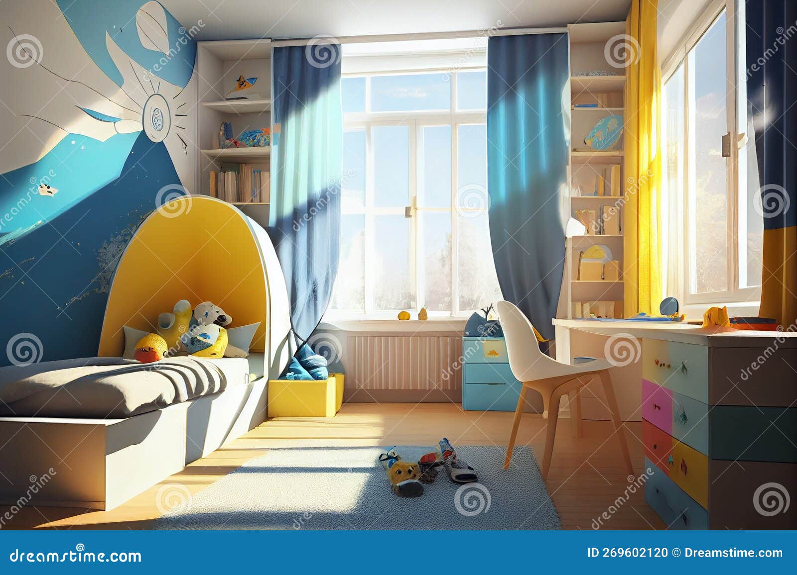 The Interior of a Spacious and Sunny Children S Room. AI Generated ...