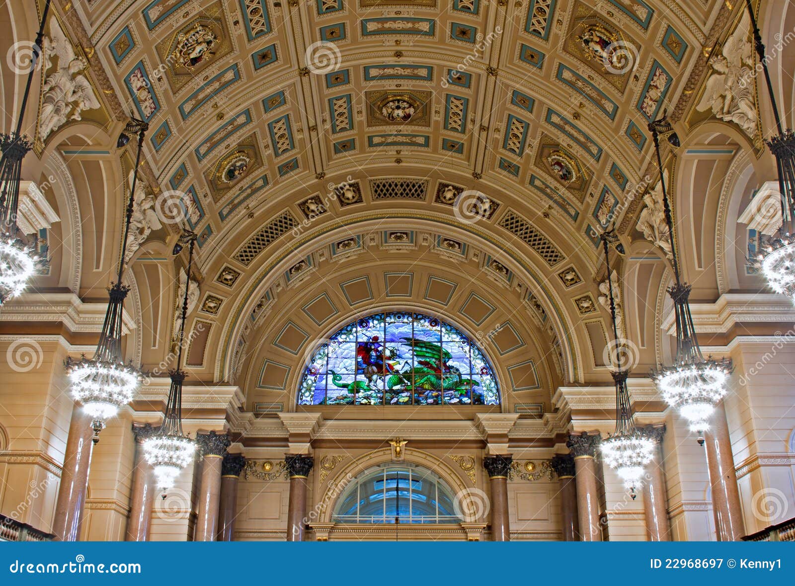 Interior of St Georges Hall, Liverpool, UK Stock Image - Image of glass ...