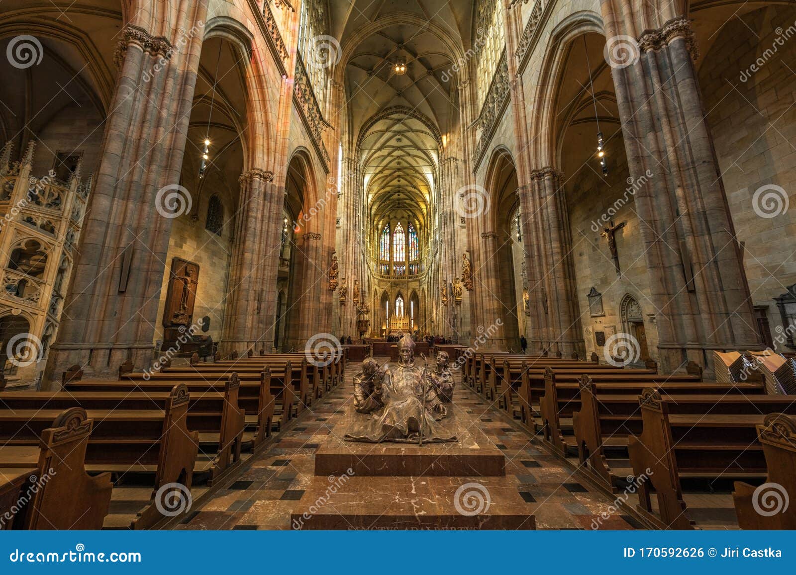 Interior of St. Vitus Cathedral in Prague. Editorial Photo - Image of ...