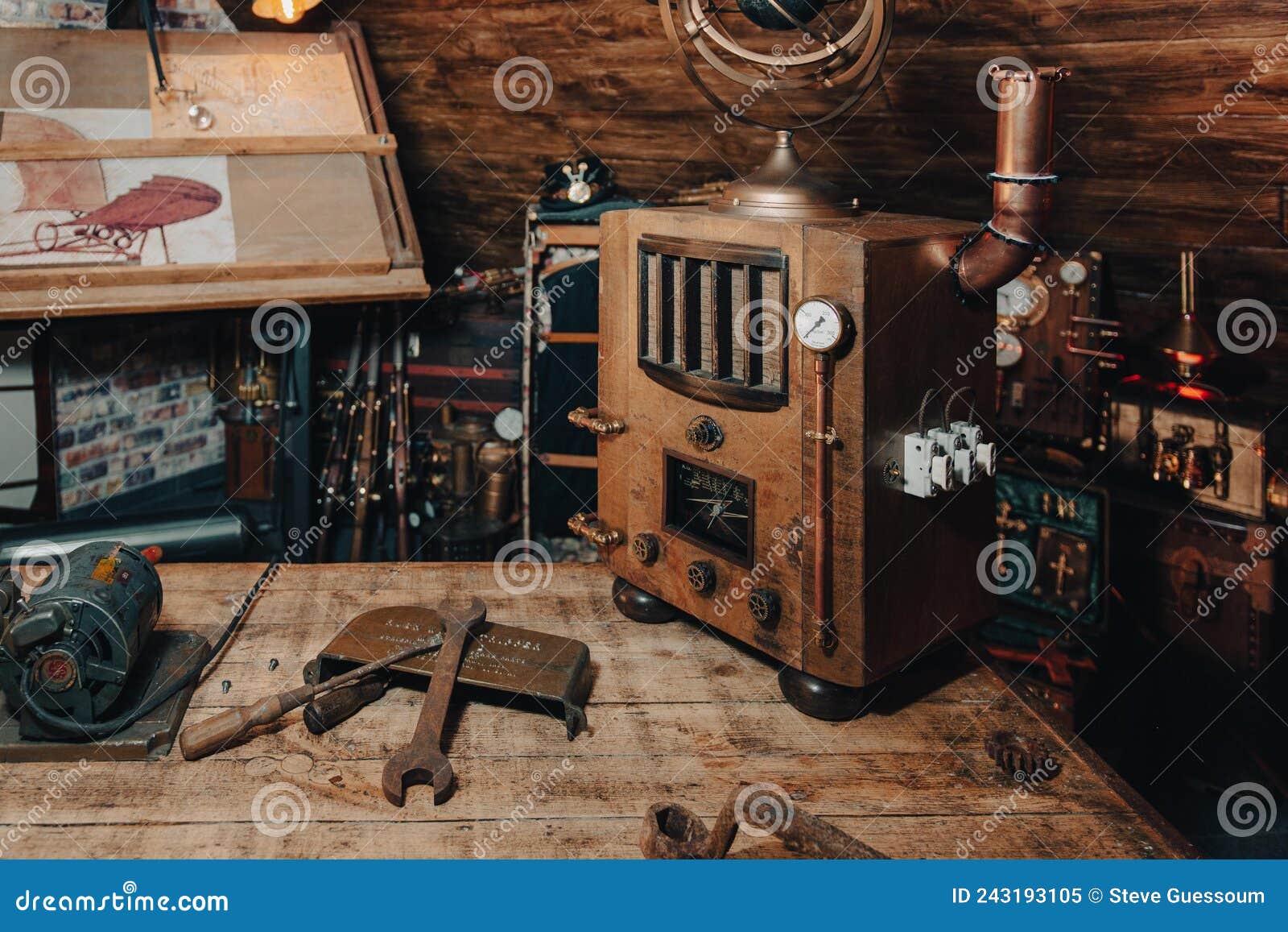 Interior of a Steampunk Work Room in Color Stock Image - Image of room ...