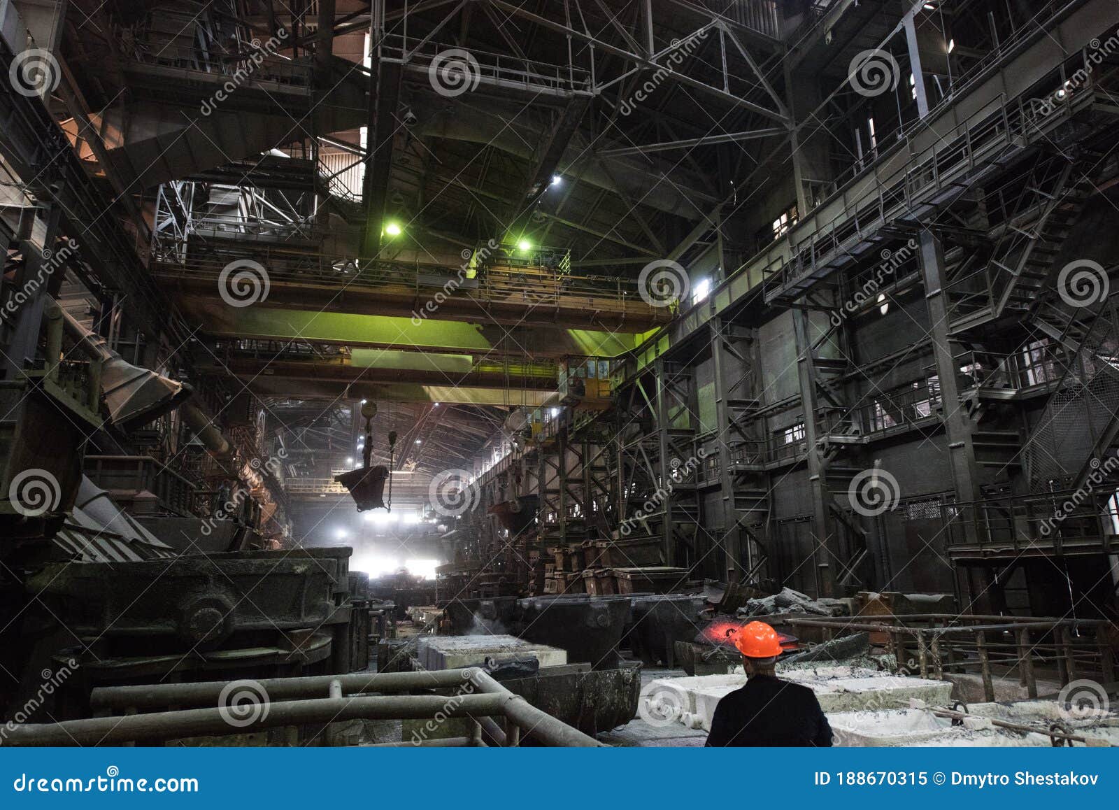 Interior of a steel mill stock image. Image of manganese - 188670315