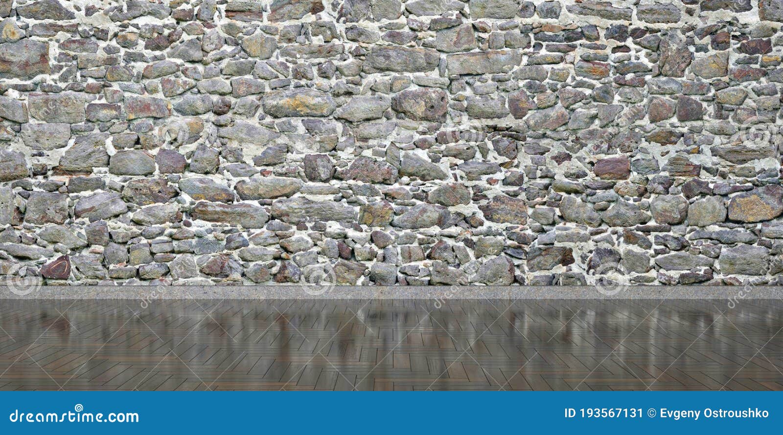 Interior with Stone Wall for the Whole Frame Stock Illustration ...