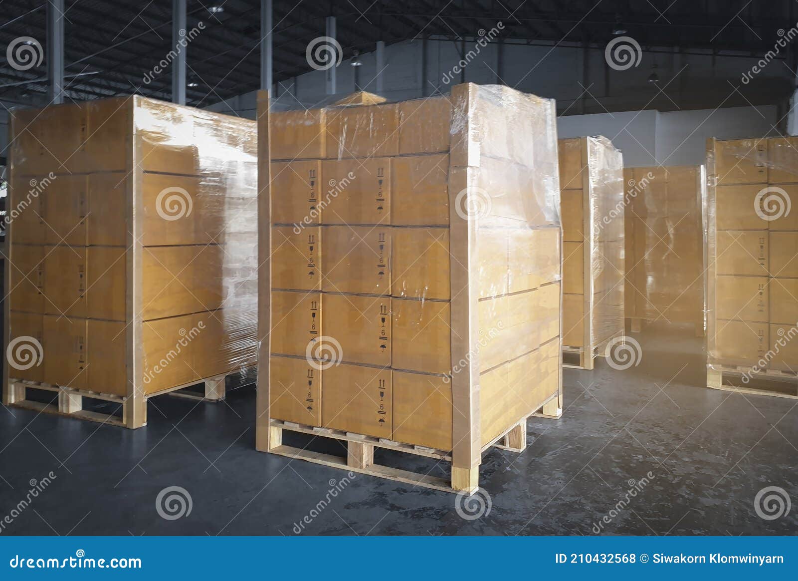Interior of Storage Warehouse with Stack of Card Board Boxes Wrapped ...