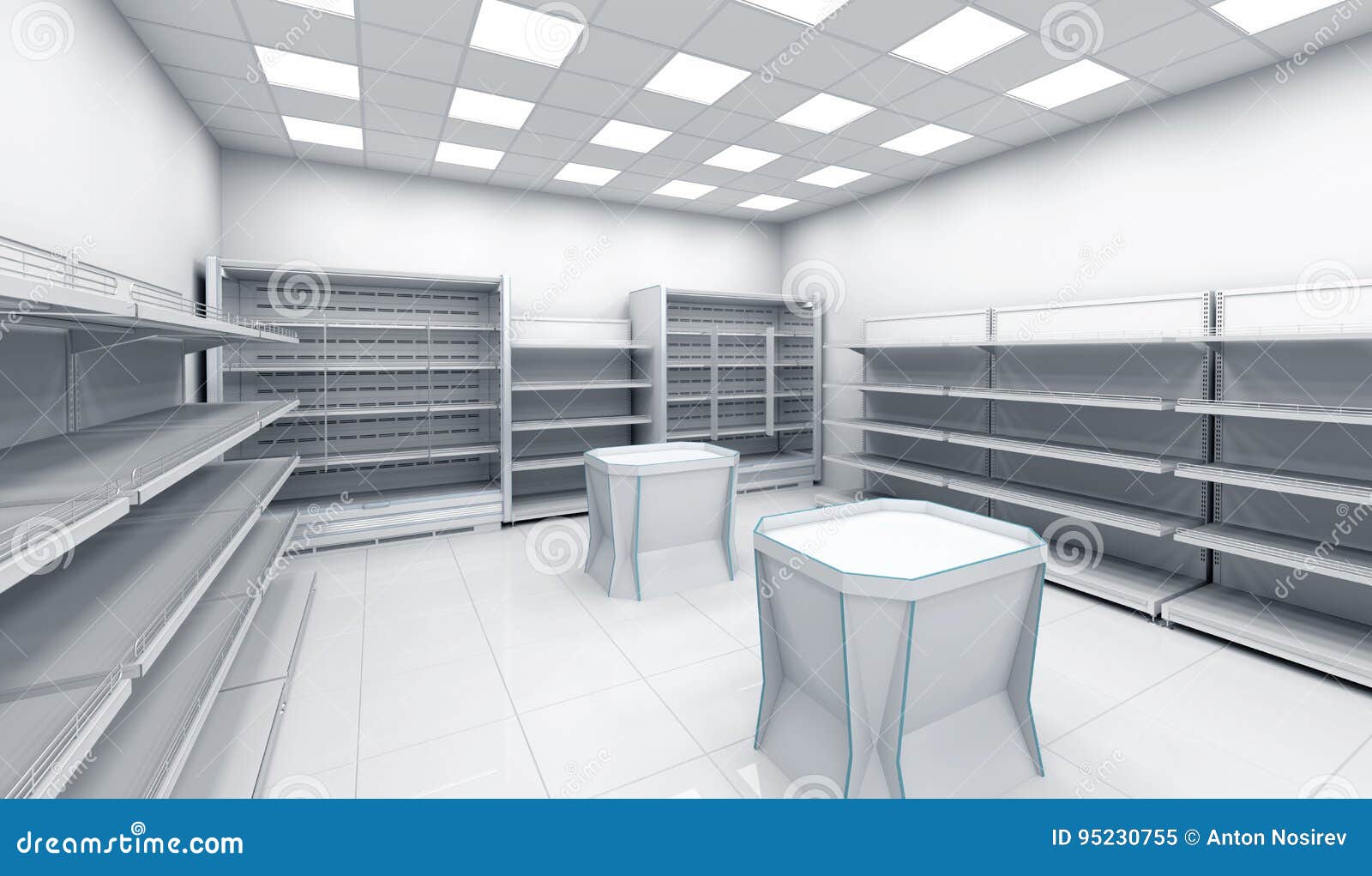 Interior of the Store with Empty Shelves Stock Illustration ...
