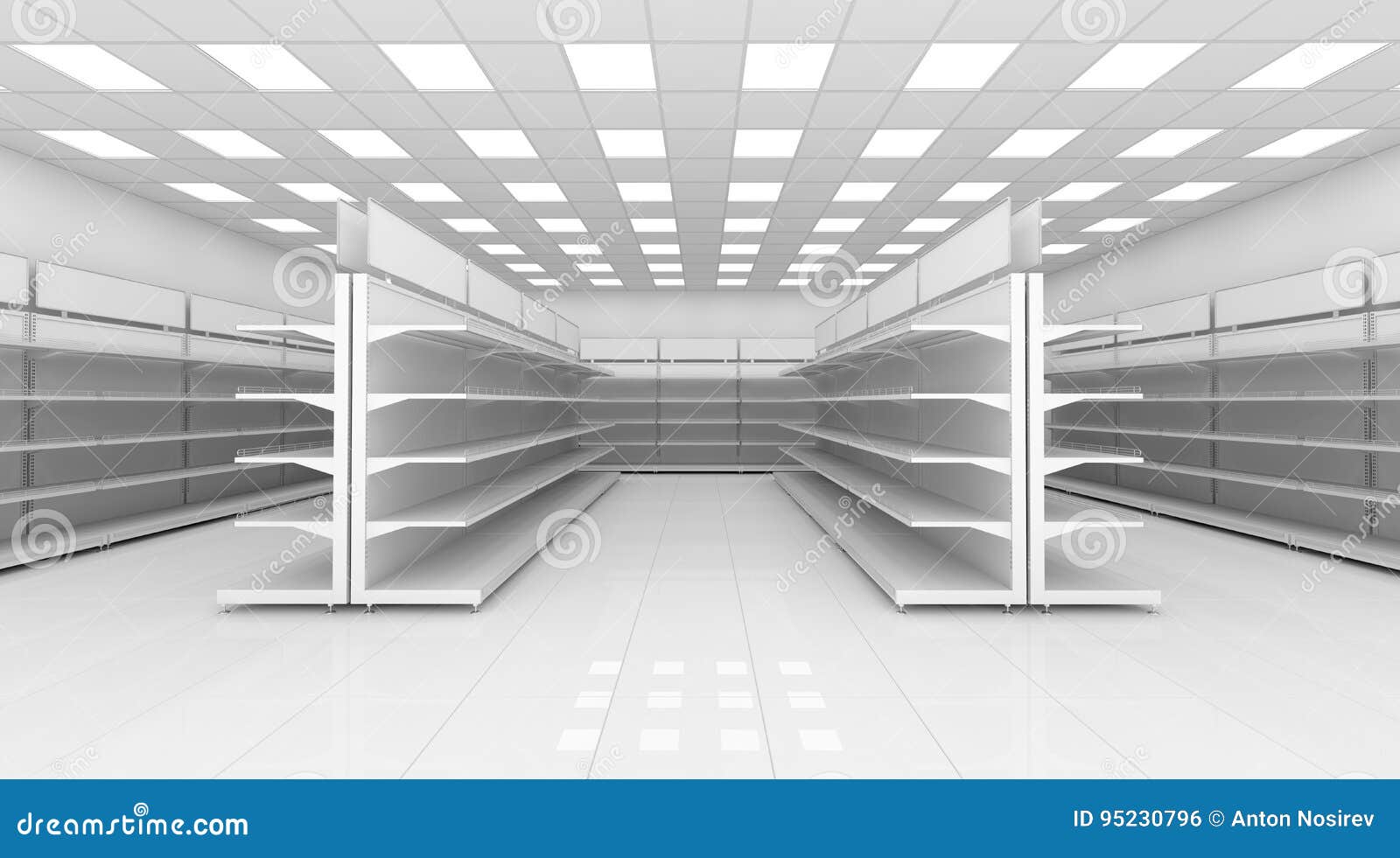 Interior of the Store with Empty Shelves Stock Illustration ...