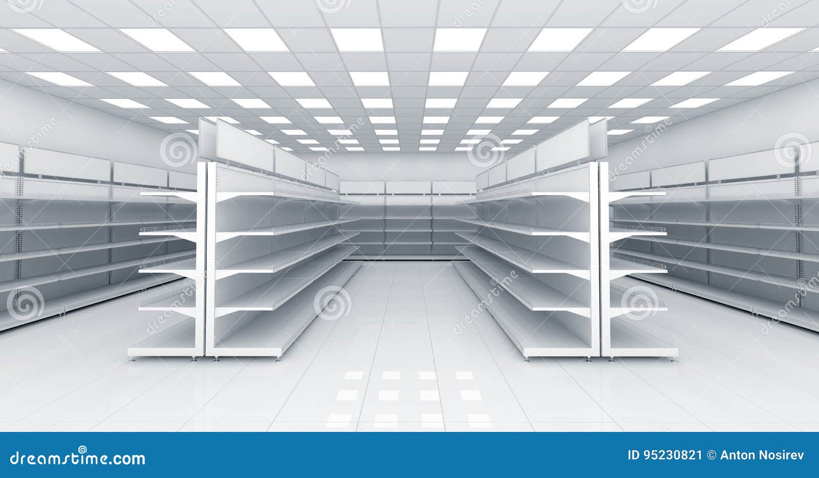 Interior of the Store with Empty Shelves Stock Illustration ...