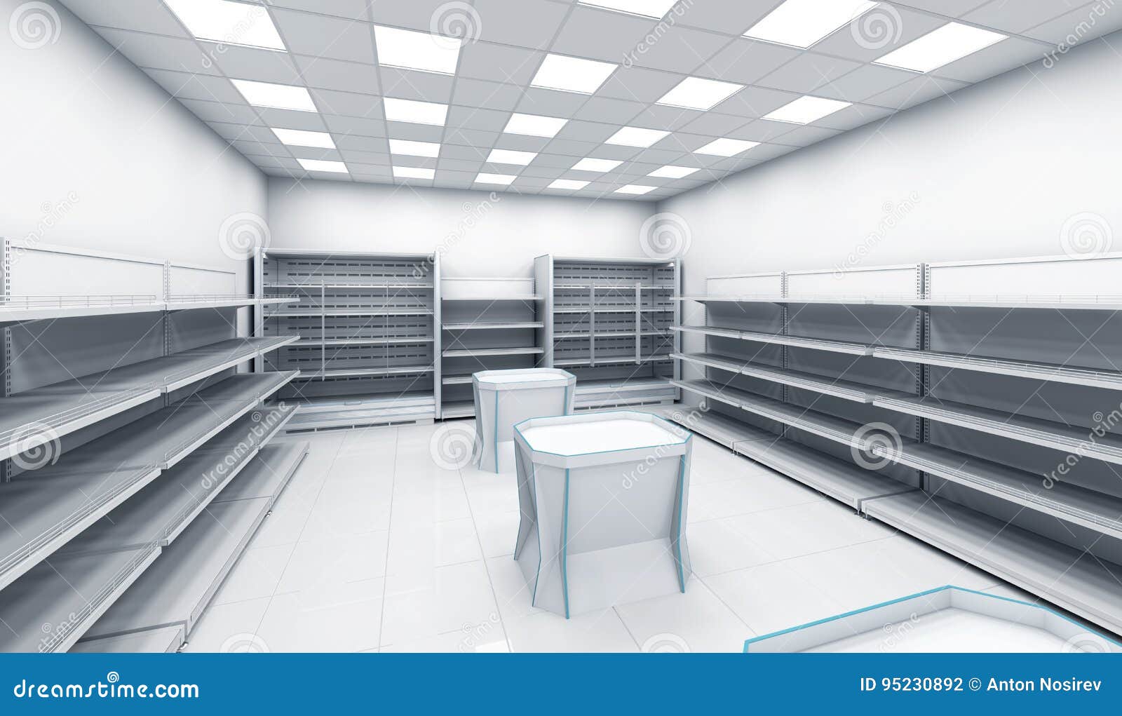 Interior of the Store with Empty Shelves Stock Illustration ...