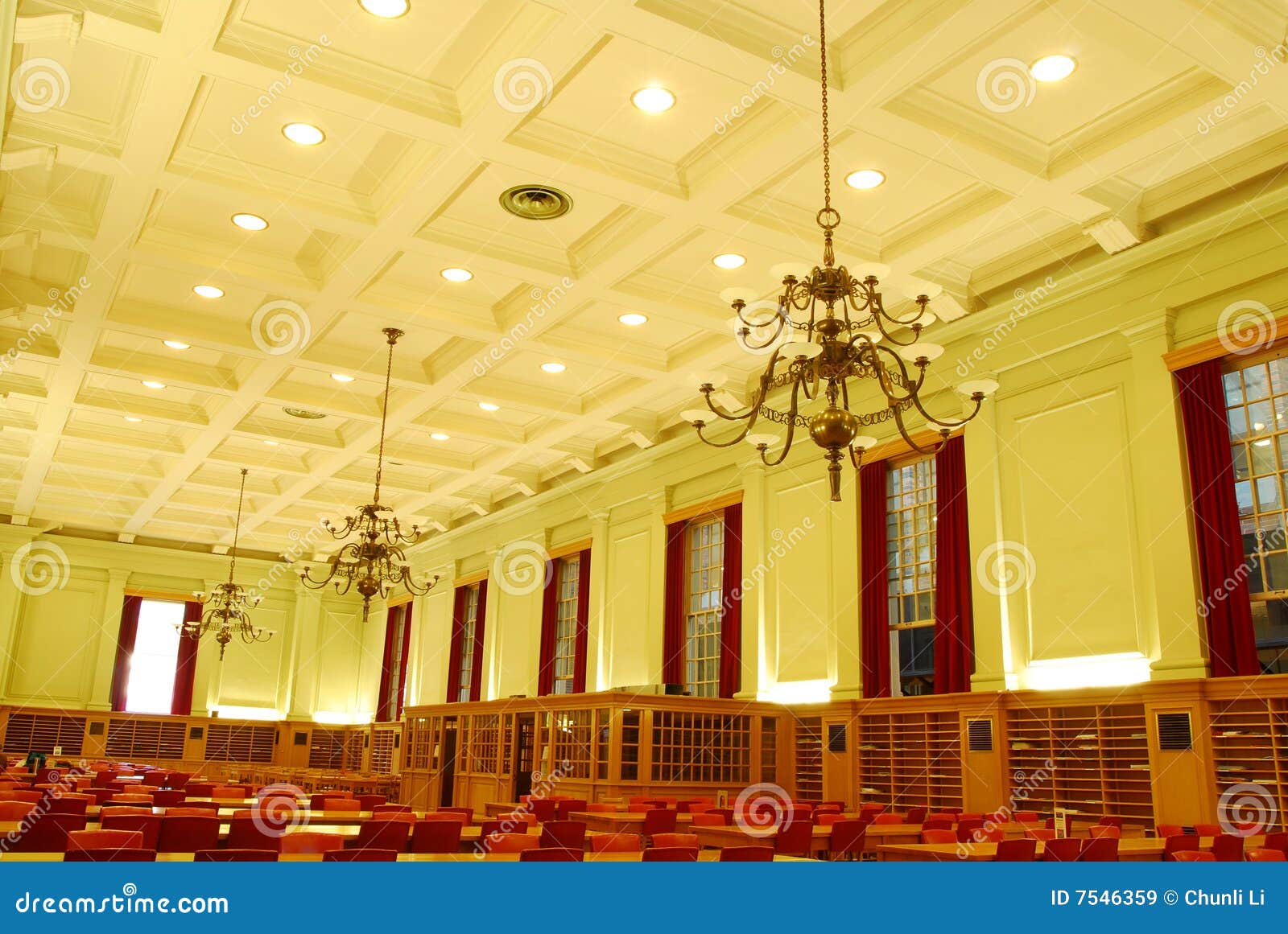 Interior of Study Hall in University Library Stock Image - Image of ...