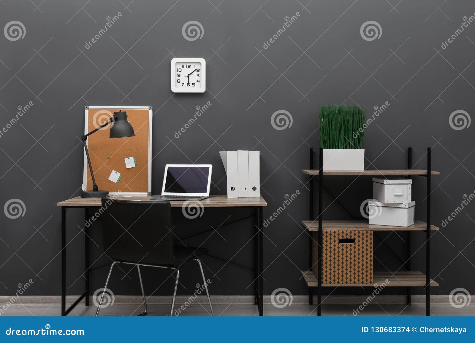 Interior of Stylish Workplace with Modern Laptop Stock Photo - Image of ...