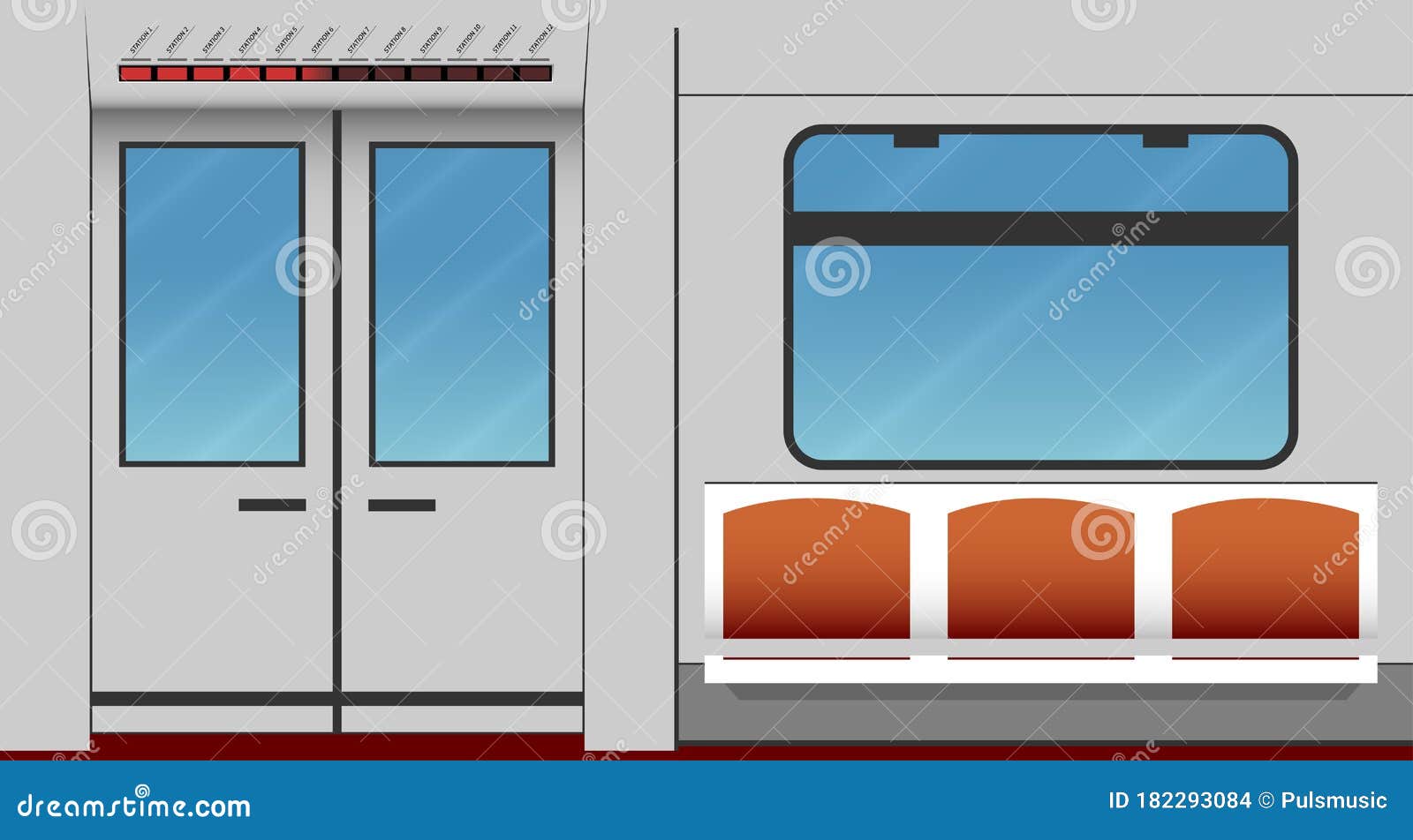 Interior of subway car stock vector. Illustration of seat - 182293084