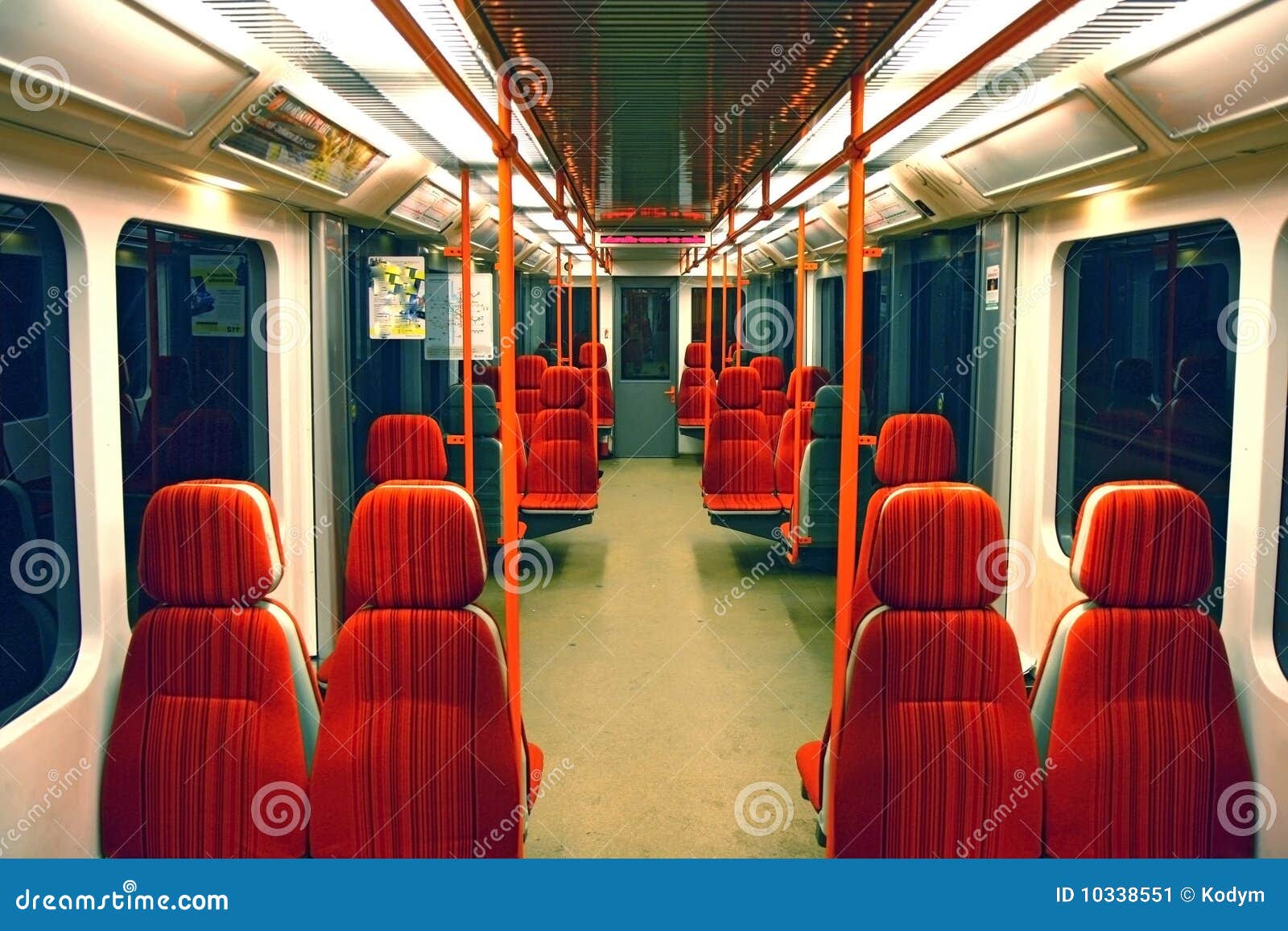 Interior of subway train stock image. Image of blue, rapid - 10338551