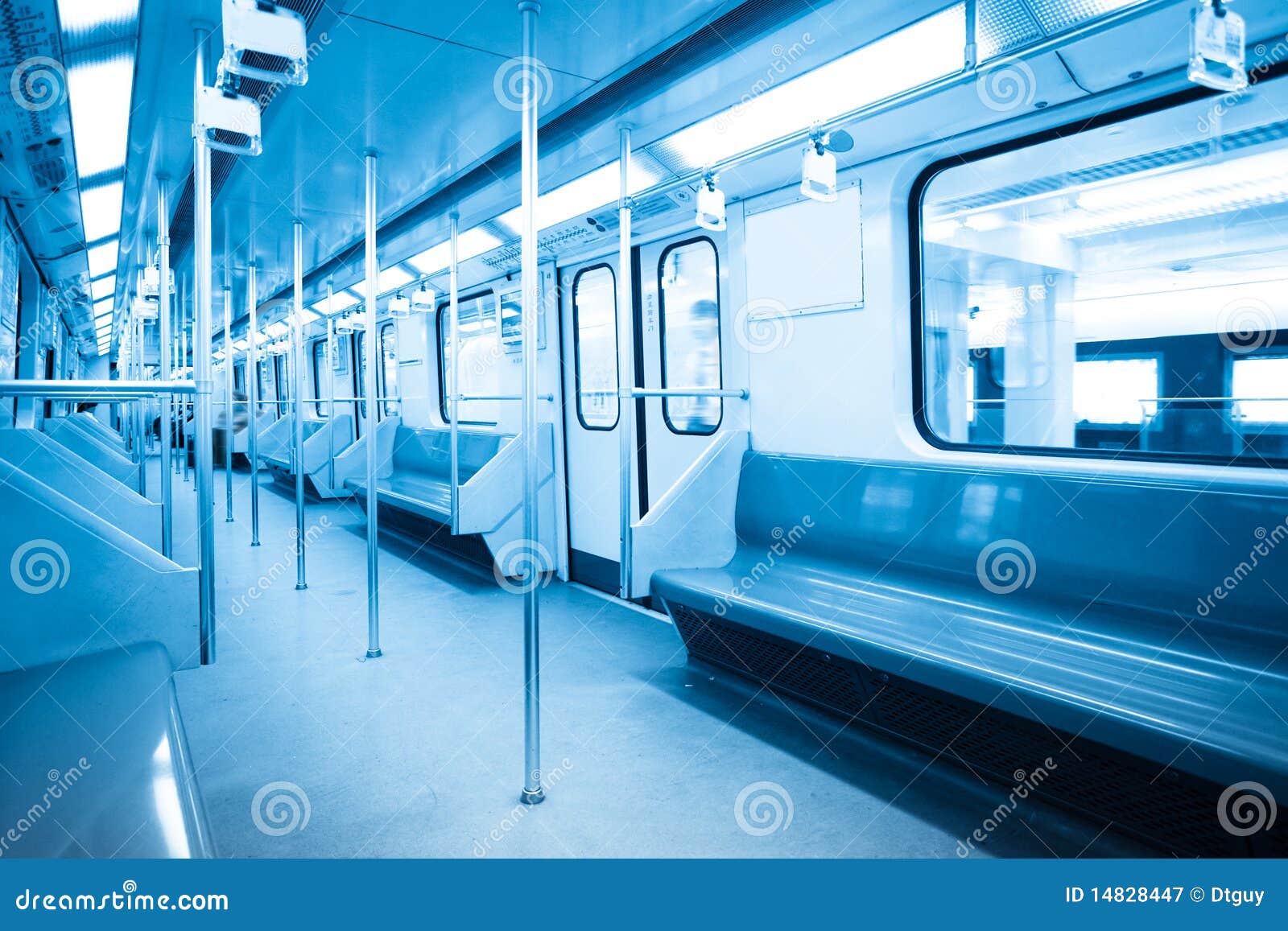 Interior of subway train stock image. Image of motion - 14828447