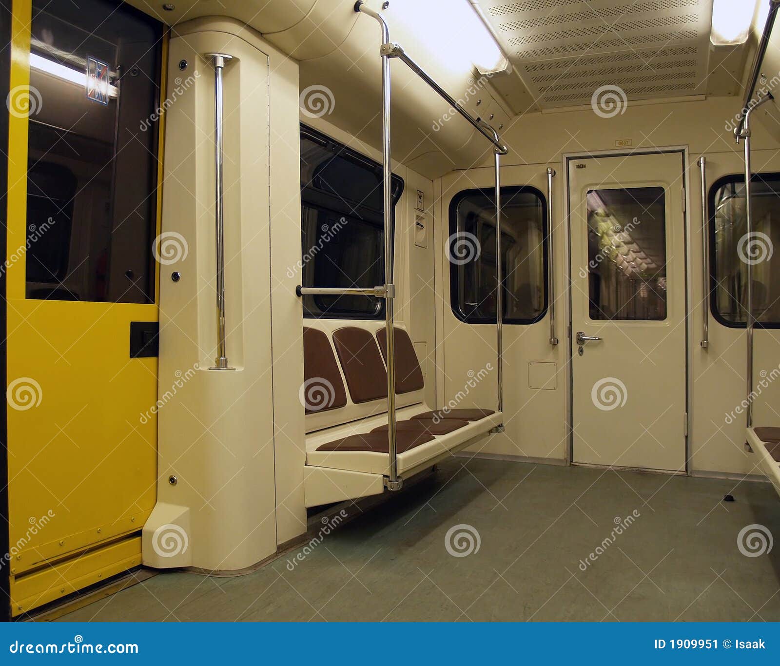 Interior of a subway train stock image. Image of railroad - 1909951